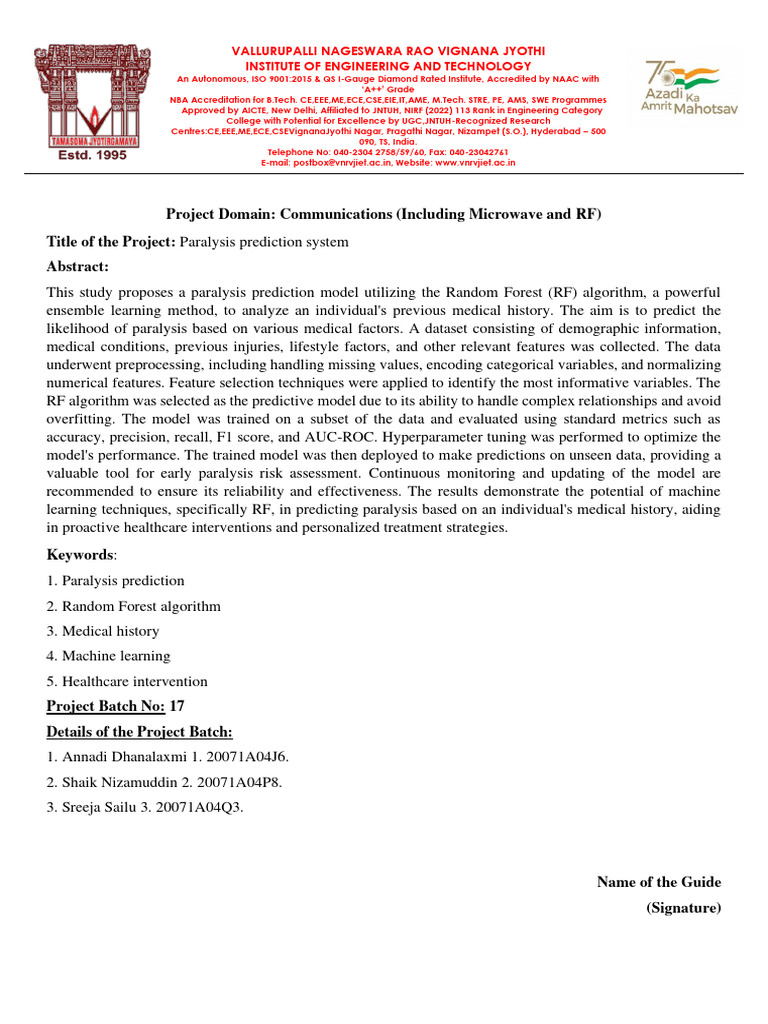 Team 17 | PDF | Accuracy And Precision | Machine Learning