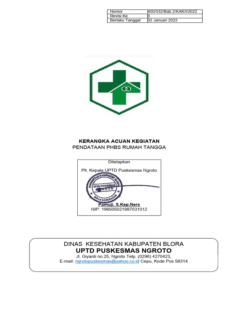 Kak Pendataan PHBS RT | PDF