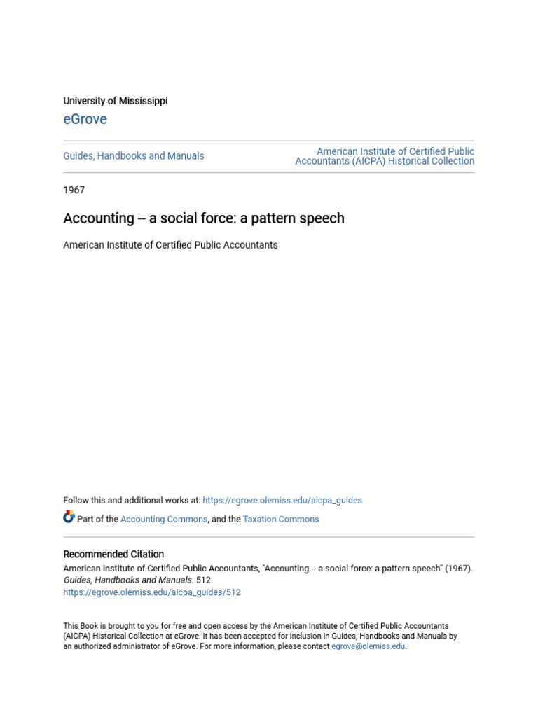 Accounting - A Social Force - A Pattern Speech | PDF | Audit ...
