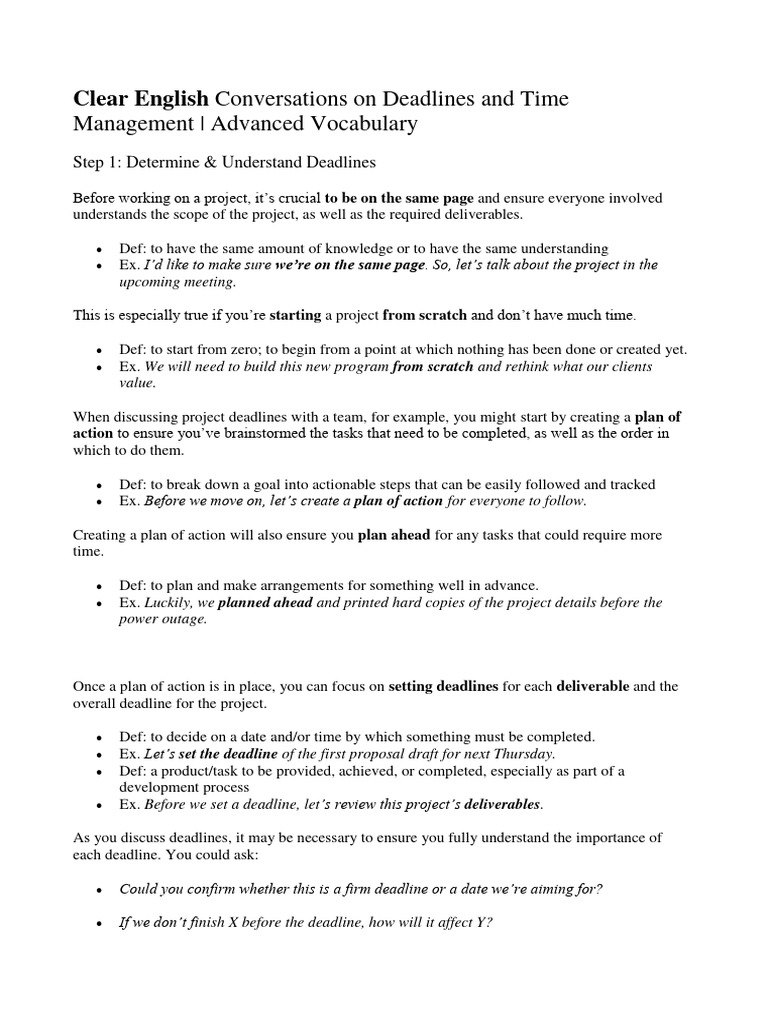 Mastering Deadlines and Time Management | PDF