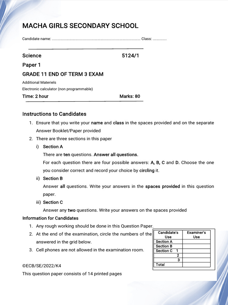 Grade 11 Science Paper 1 | PDF | Sound | Waves