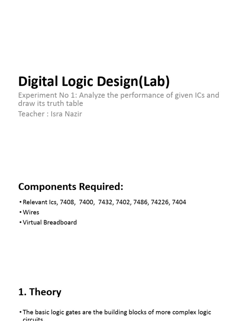 Lab Task (1,2,3) .PPTM | PDF | Logic Gate | Electronic Circuits