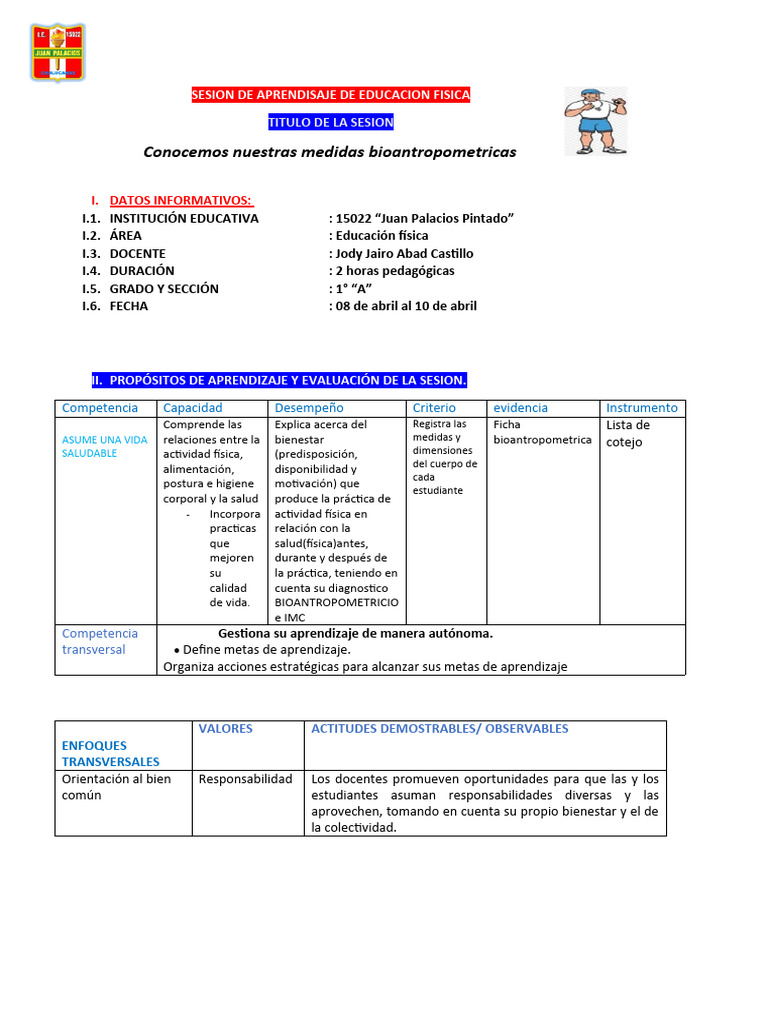 Esquema Sesion Educacion Fisica #3 | PDF | Aprendizaje | Educación Física