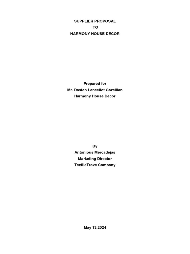 Business Proposal Pdf Supply Chain Textiles