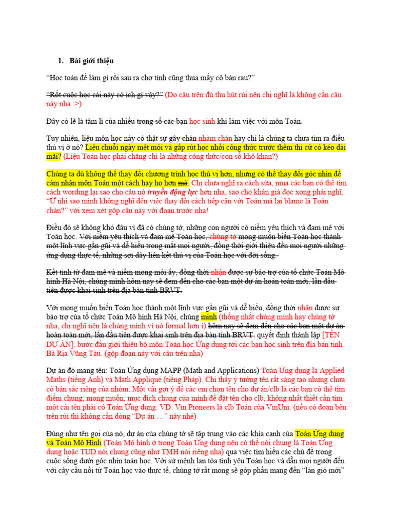 Feedback Bài Giới Thiệu | PDF