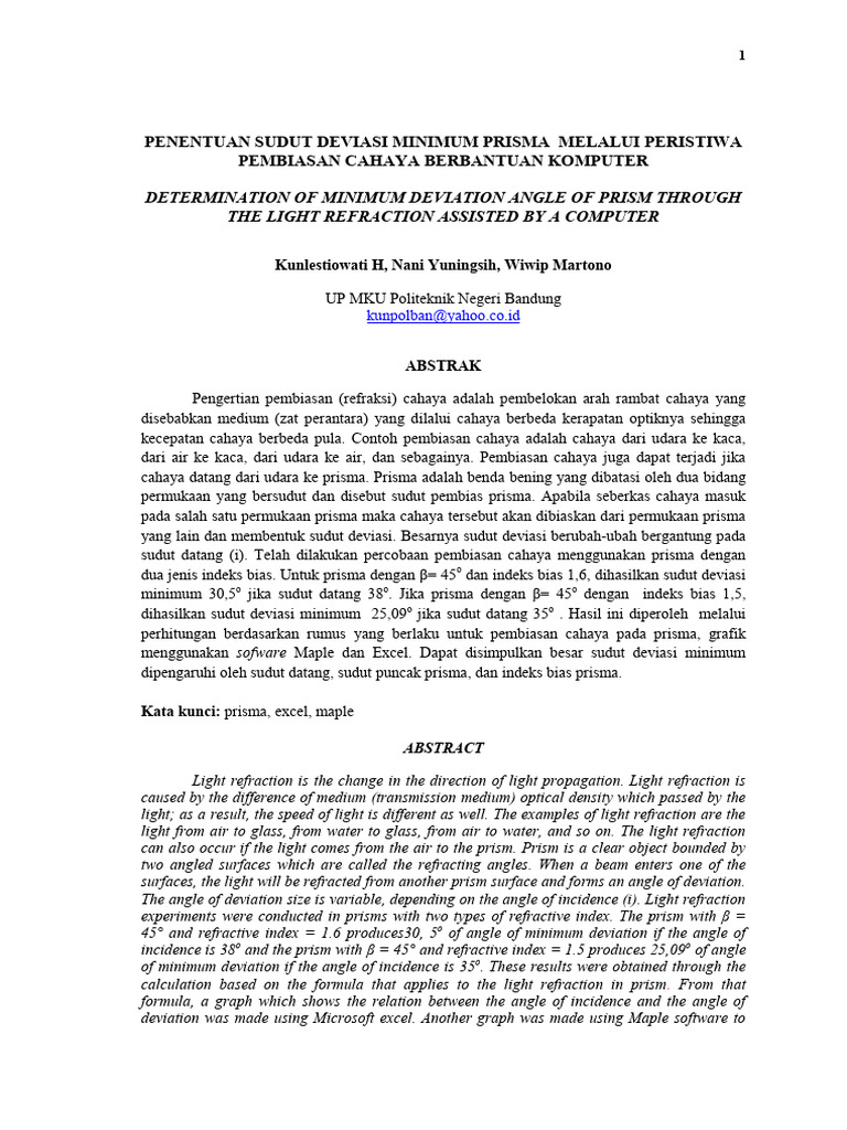 Penentuan Sudut Deviasi Minimum Prisma M | PDF
