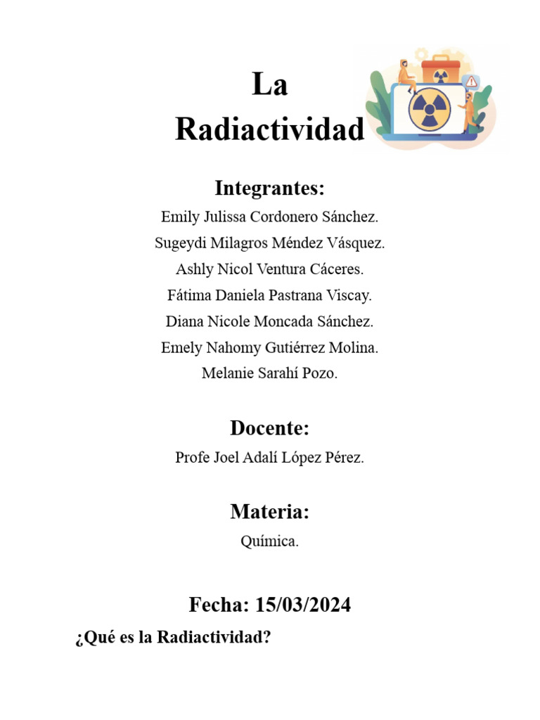 La Radiactividad | PDF | Desintegración radioactiva | Rayo gamma