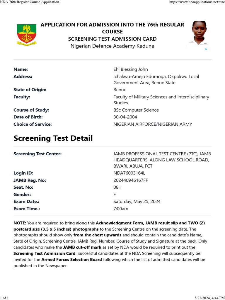 NDA 76th Regular Course Application | PDF | Nigeria
