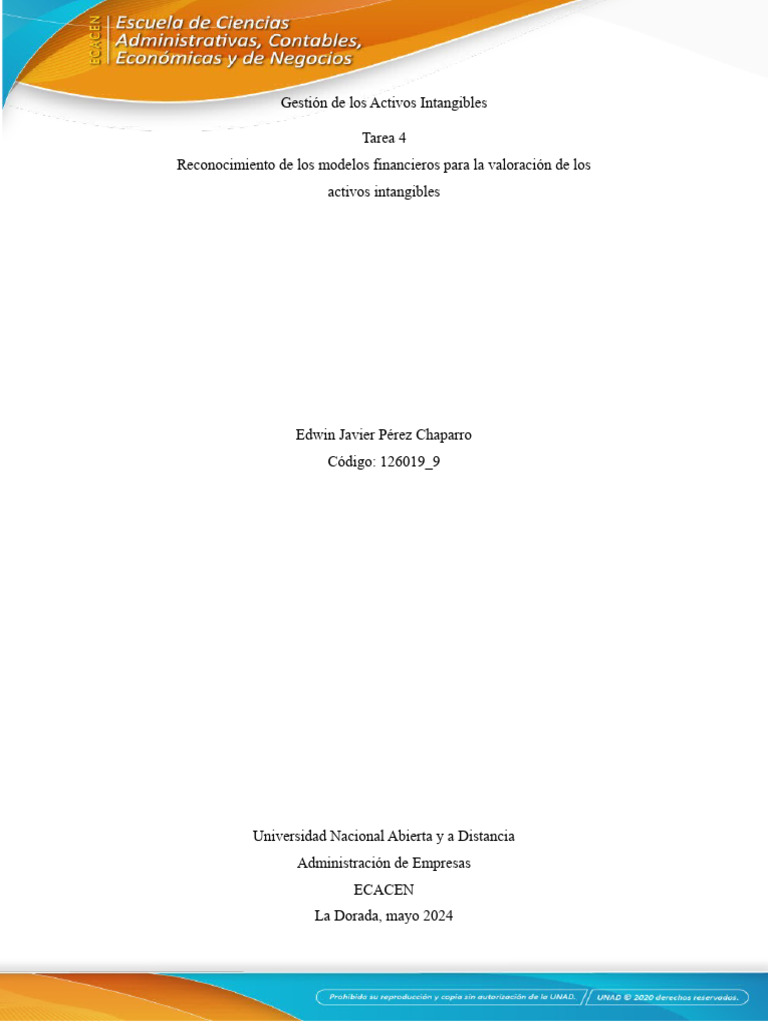 Tarea 4 - Edwin Perez Correción | PDF | Business | Activo intangible
