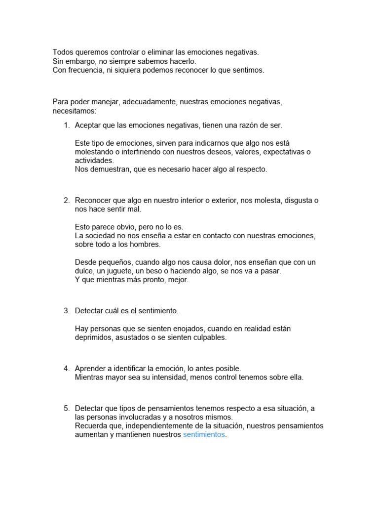 Ejercicio Reconocimiento De Las Emociones Pdf Las Emociones