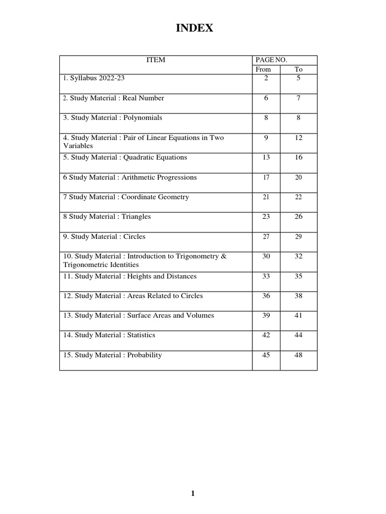 Class 10 Maths Syllabus Overview | PDF | Equations | Quadratic Equation