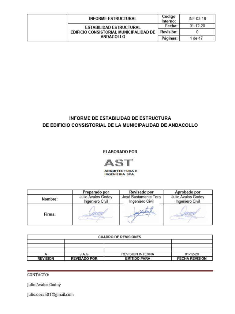 INFORME ESTRUCTURAL CONSISTORIAL DE ANDACOLLO (Recuperado) | PDF ...