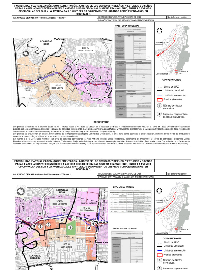 Ampliación Avenida Ciudad de Cali Bosa | PDF