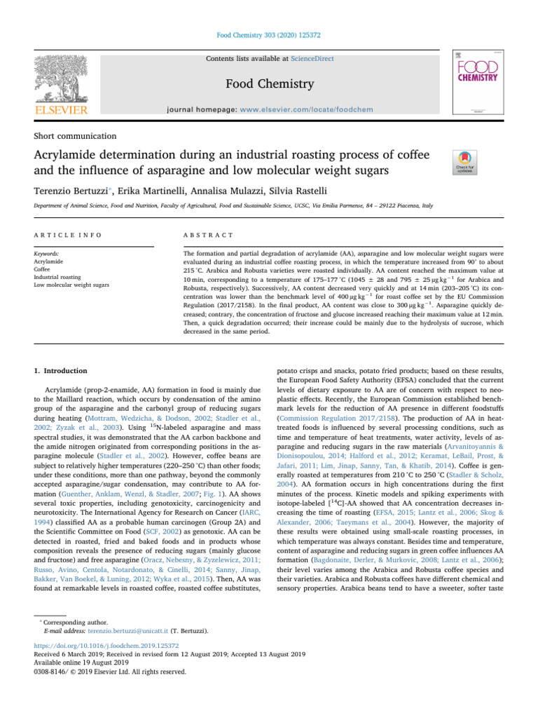 Acrylamide Determination During An Industrial Roasting Process of ...