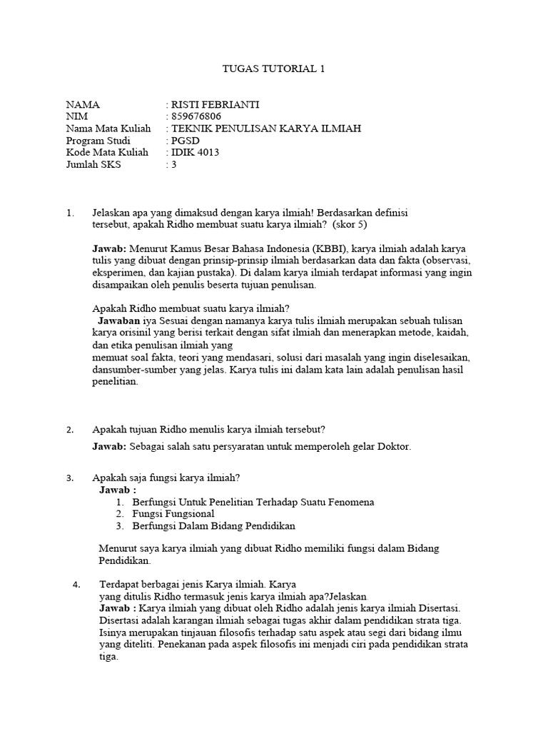 Tugas Tutorial 1 Teknik Penulisan Karya Ilmiah | PDF | Sains & Matematika