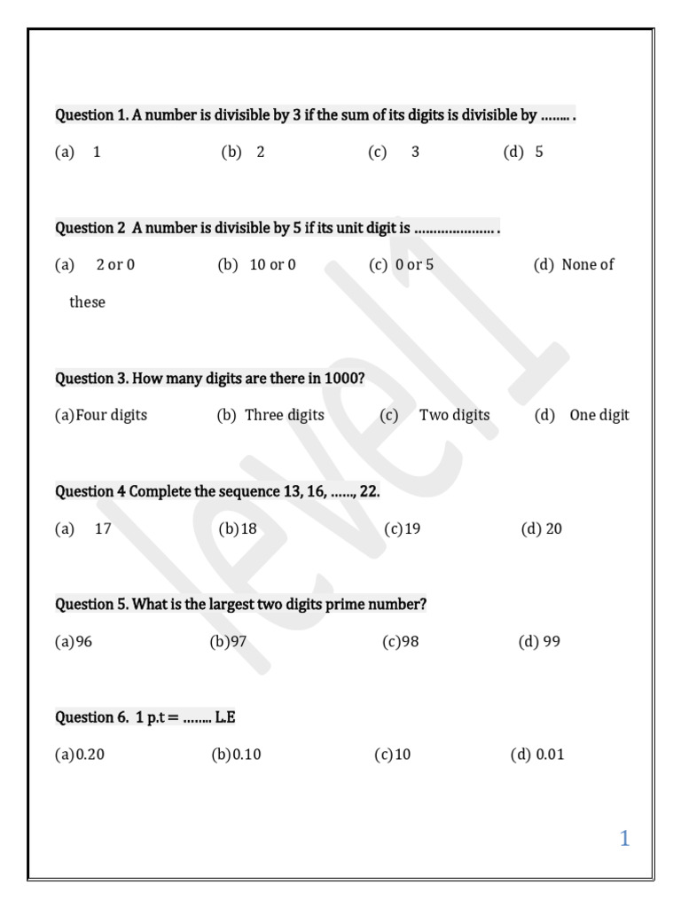 tofas 3 level 1 | PDF | Mathematics | Mathematical Concepts