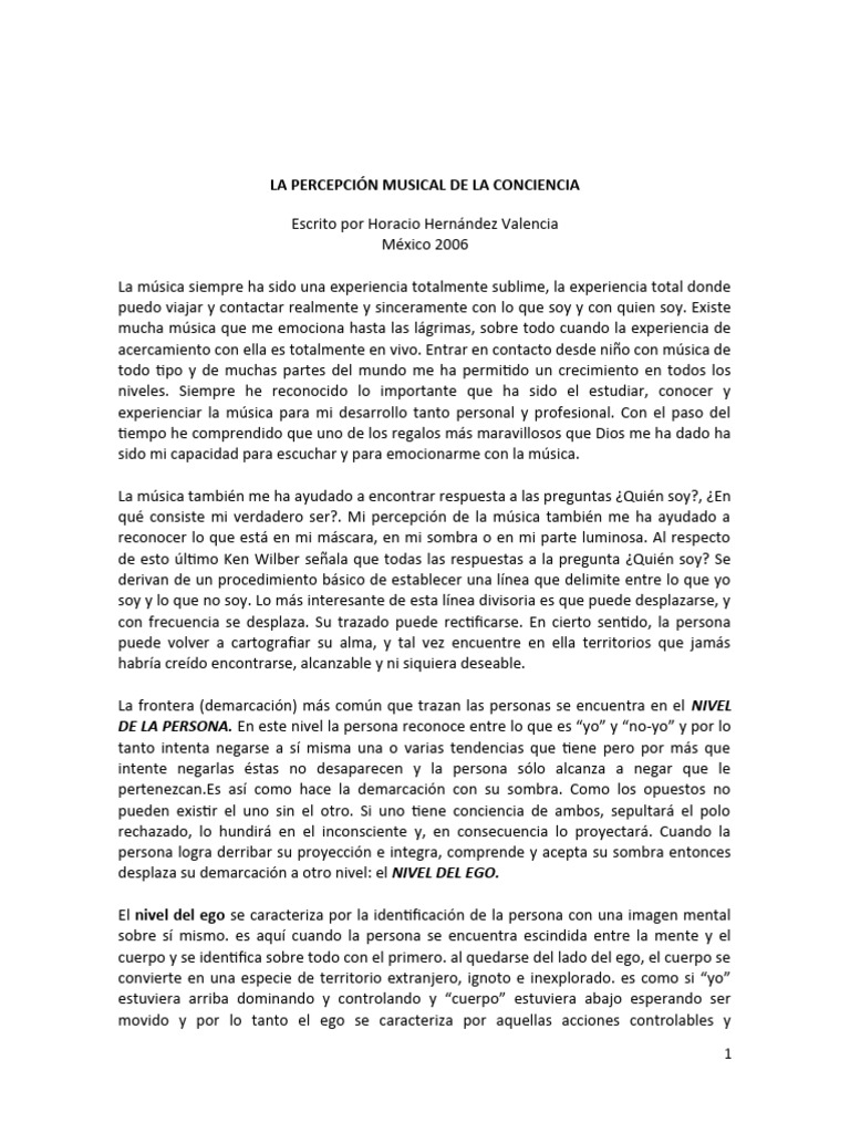 Percepcion Musical Contemporanea | PDF | Mente | Experiencia