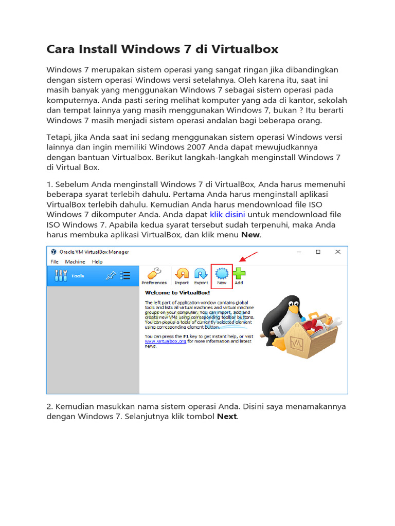 Cara Install Windows 7 Di Virtualbox | PDF | Komputer