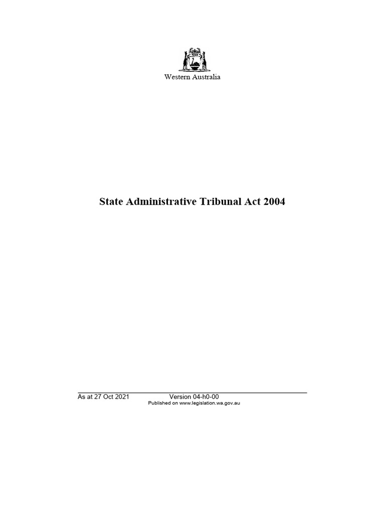 State Administrative Tribunal Act WA | PDF | Tribunal | Certiorari