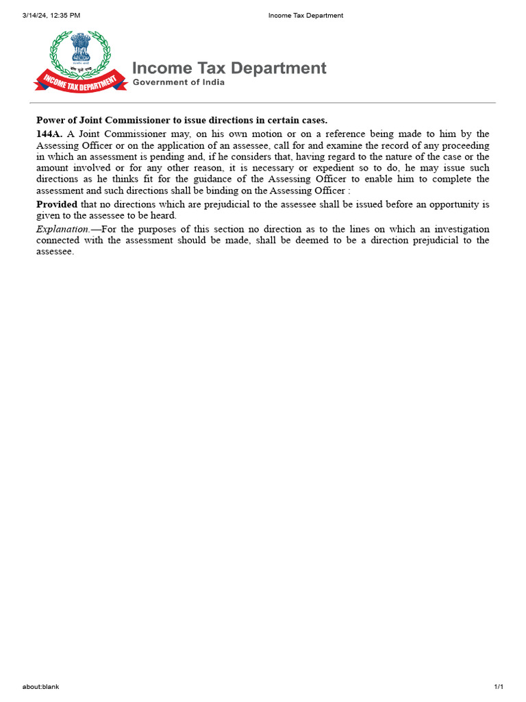 Section 144A - Power of Joint Commissioner To Issue Directions in ...