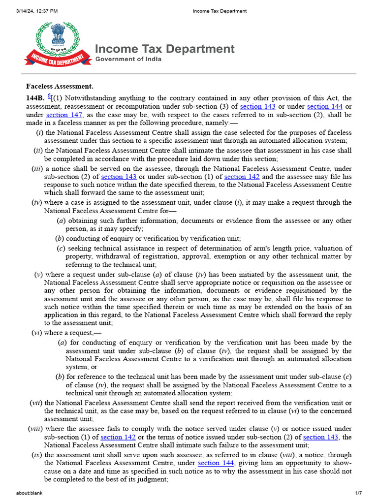 Section 144B - Faceless Assessment | PDF | Videotelephony | Email Address