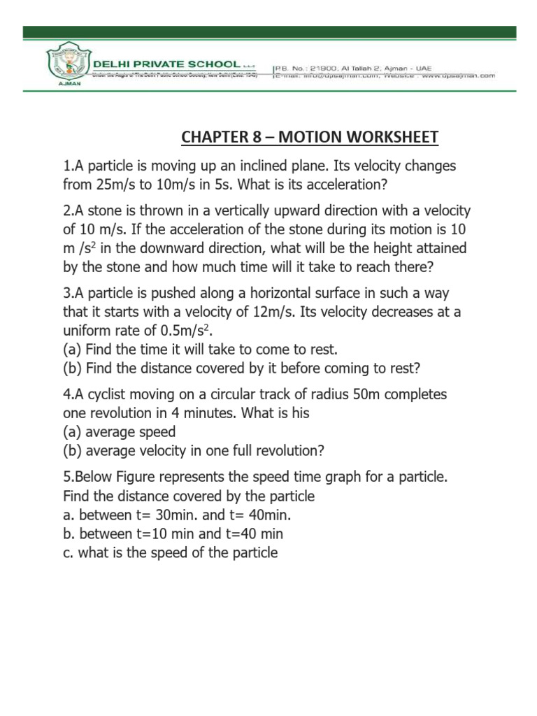 CH Motion Worksheet | PDF