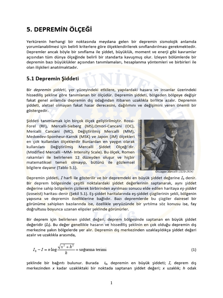 Ders 10 Depremin Olceklendirilmesi (Siddet Buyukluk Enerji) | PDF