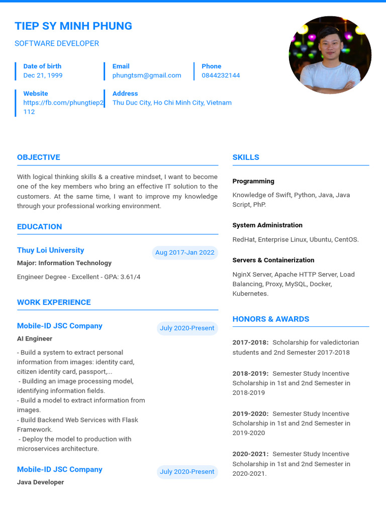 Tiep Sy Minh Phung Mobile Developer | PDF | Computing | Software