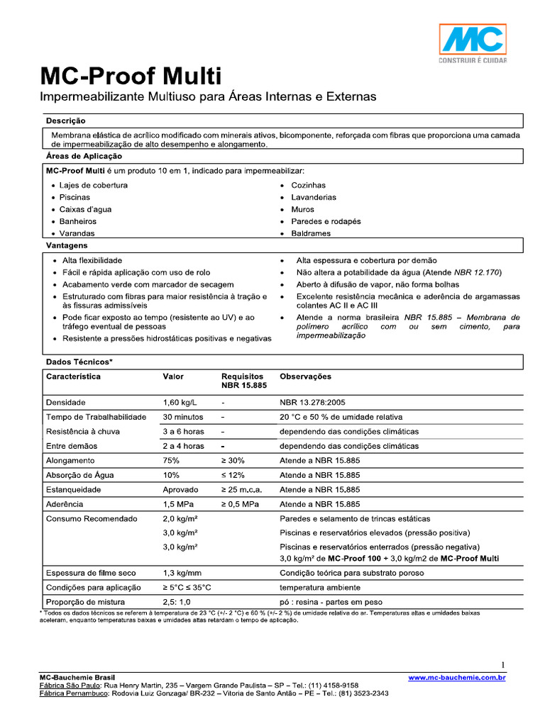 Ficha Tecnica MC Multi | PDF