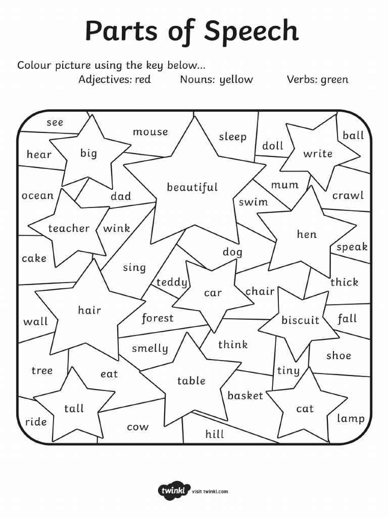 T2 E 868 Parts of Speech Colouring Activity Ver 1 | PDF