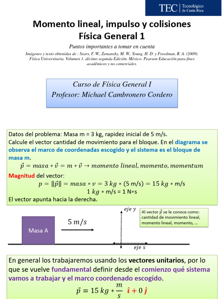 11 Teoría y ejemplo de momento lineal, impulso y colisiones | PDF ...