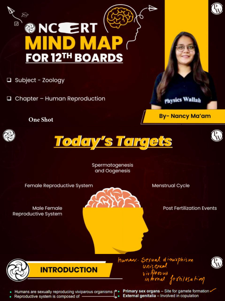 Human Reproduction (One Shot) _ Class Notes __ Class 12th Mind Map | PDF
