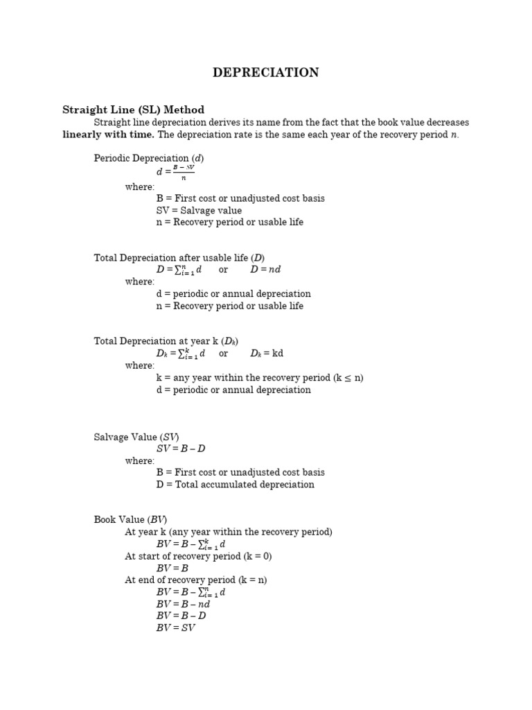 Notes - Straight Line Method | PDF | Depreciation | Book Value