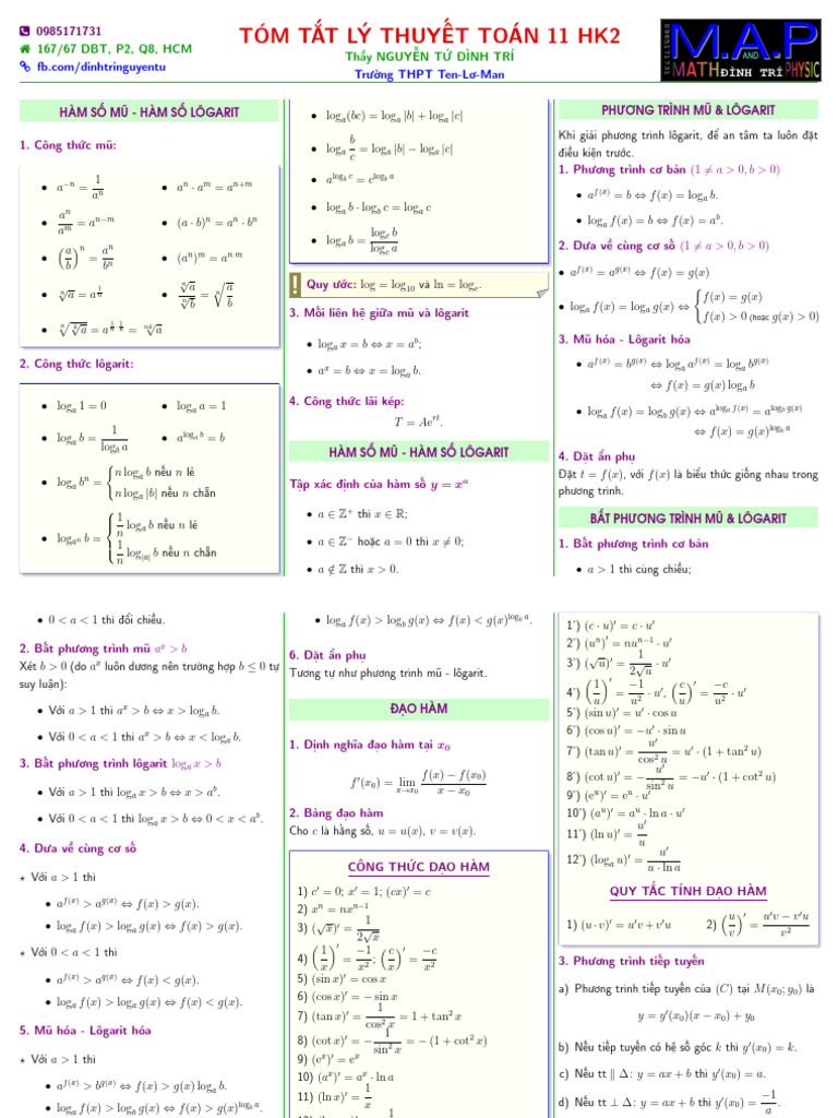 Tom Tat Cong Thuc Toan 11 Hk2 | PDF