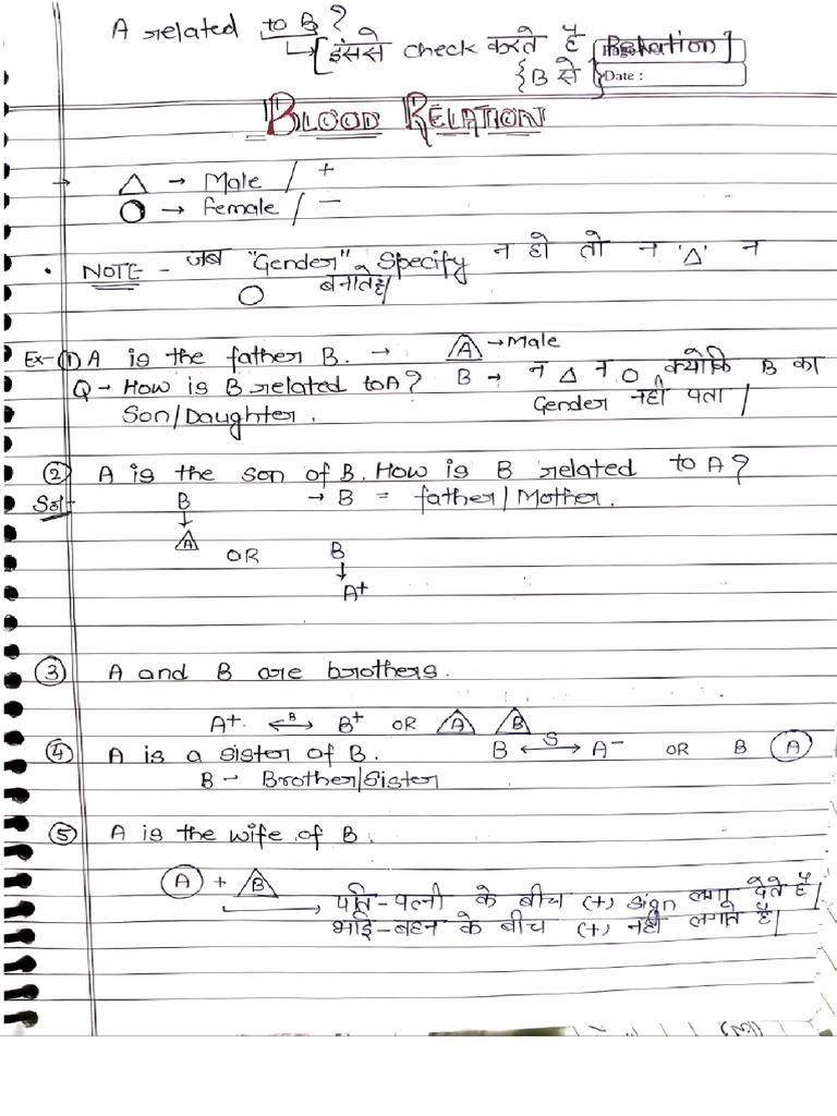 Blood Relation Notes Reasoning | PDF