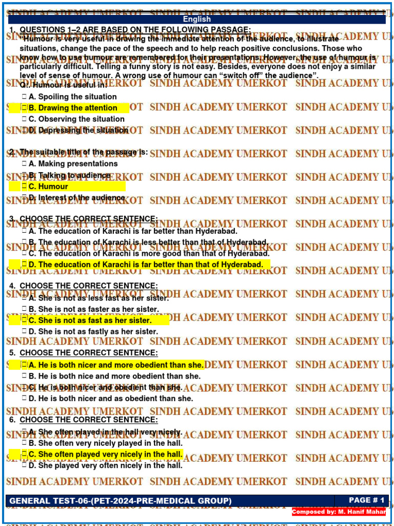 (Medicoengineer - Com) GT 06 PET 2024 Online & Physical | PDF | Dominance (Genetics) | Aldehyde