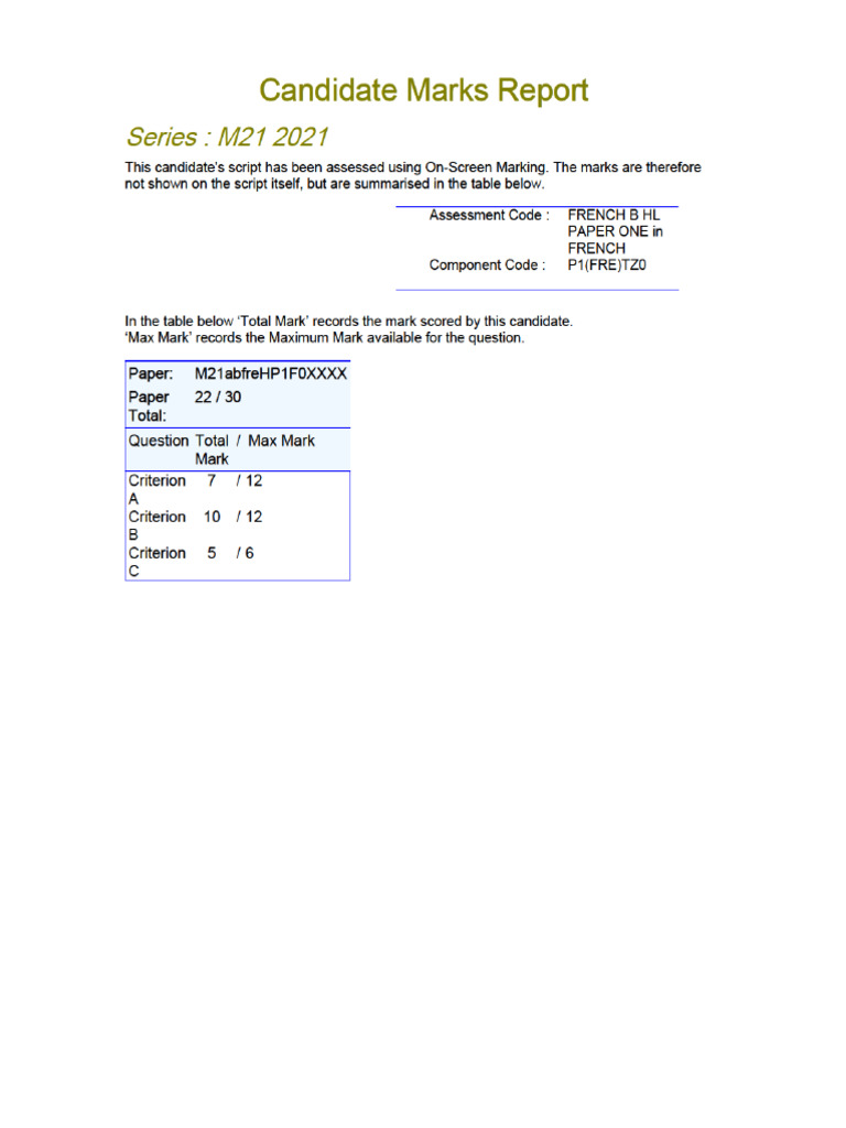 Epreuve 1 NS Exemple B (Cat. 2) Marque | PDF