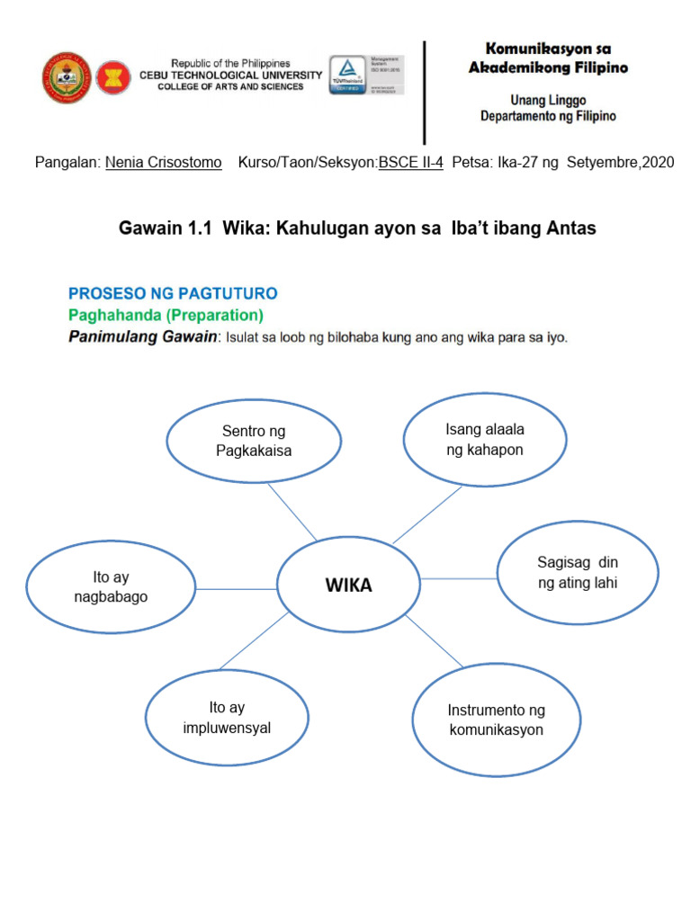 Crisostomo, Nenia C. BSCE II-4 Gawain 1.1 GEC KAF | PDF