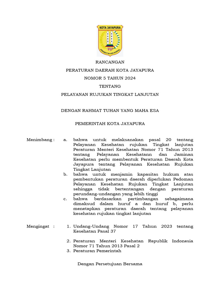 Rancangan Perda (Pak Dwi) | PDF | Pengembangan Diri | Kesehatan Holistik