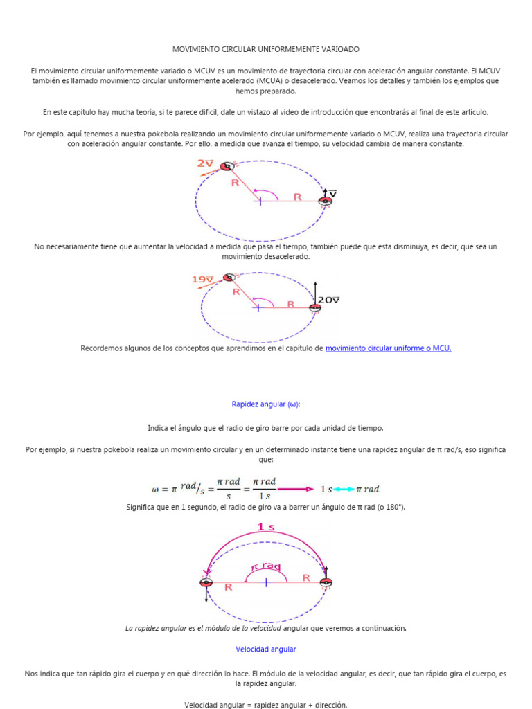 5to Movimiento Circular Uniformemente Variado | PDF | Velocidad | Aceleración