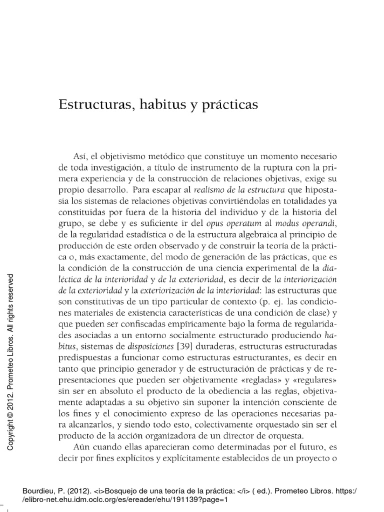 Estructuras Habitus y Prácticas | PDF