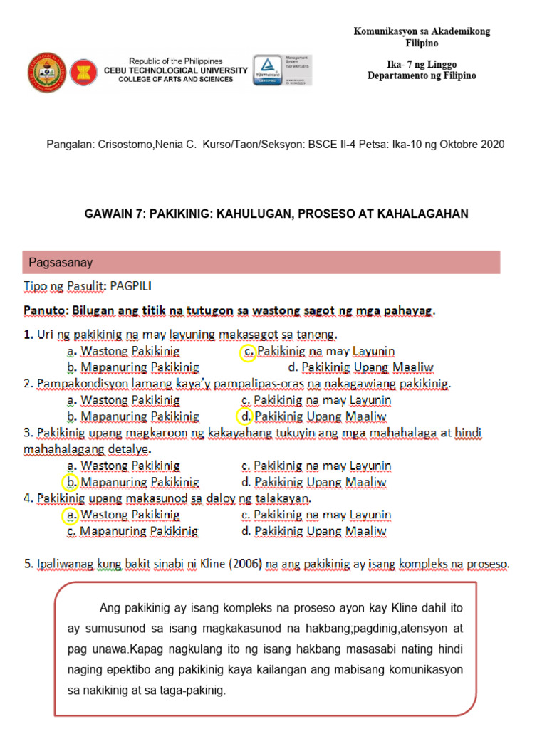 Crisostomo, Nenia C. BSCE II-4 Gawain 7 GEC KAF | PDF