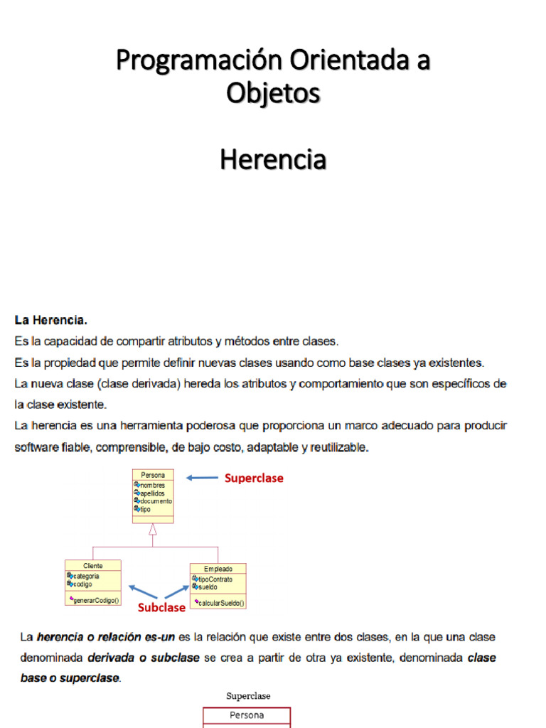 00 TEMA 2 PARTE 1 - Programación II Herencia en POO | PDF | Herencia (Programación Orientada a ...