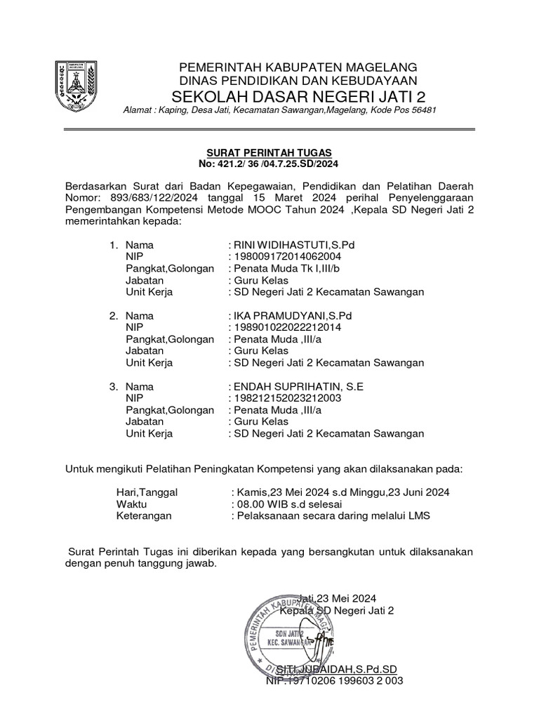 Surat Tugas Mooc-2 | PDF