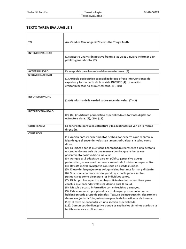 Tarea Evaluable 1 - Carla Gil Tarriño | PDF | Air Pollution | Candle