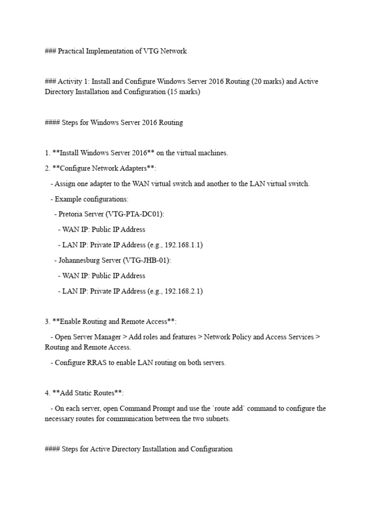 VTG Network Setup Guide | PDF | Active Directory | Ip Address