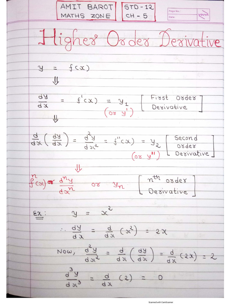 Higher Order Derivative (Chapter - 5) | PDF