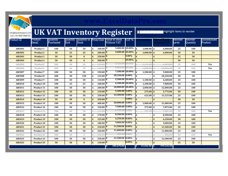 UK VAT Inventory Register Excel Template | PDF | Value Added Tax ...