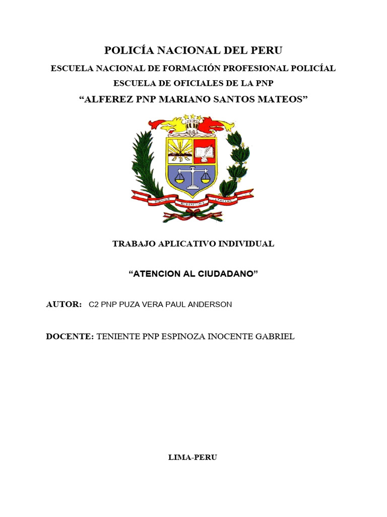 Atencino Puza | PDF | Calidad (comercial) | Policía