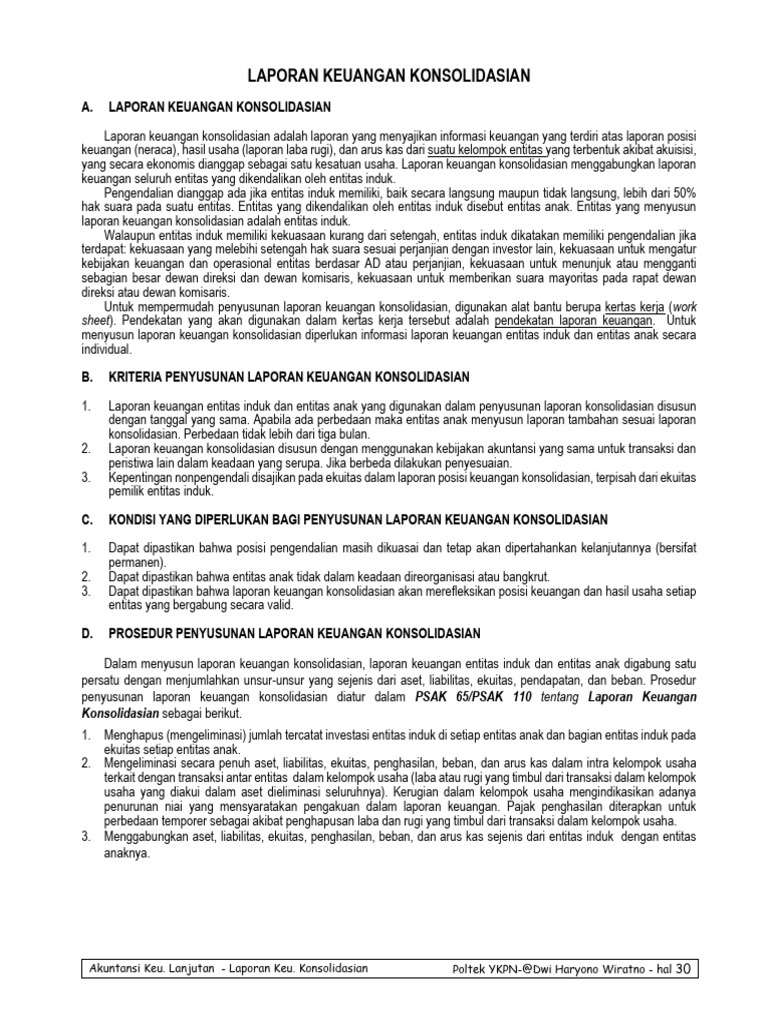 Laporan Keuangan Konsolidasian Akuntansi | PDF